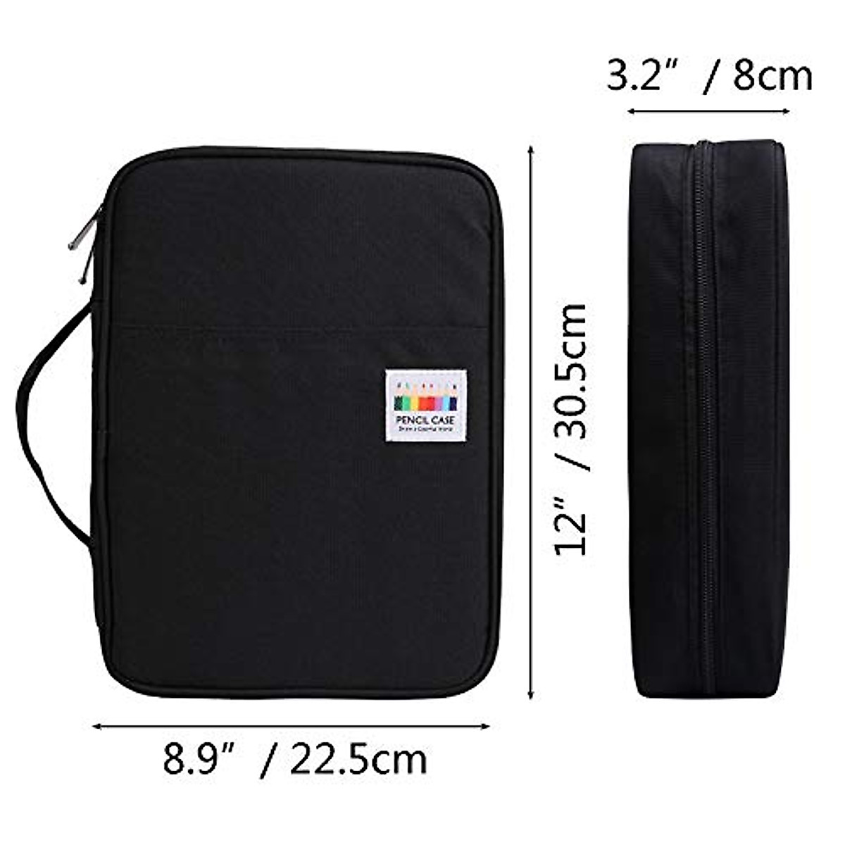 JAKAGO 220 Slots Colored Pencil Case Large Capacity Pen Holder for Artist Painter Zipper Organizer Bag for Marker Highlighter Storage Case for Office Sketch Travel Supplies (Black)