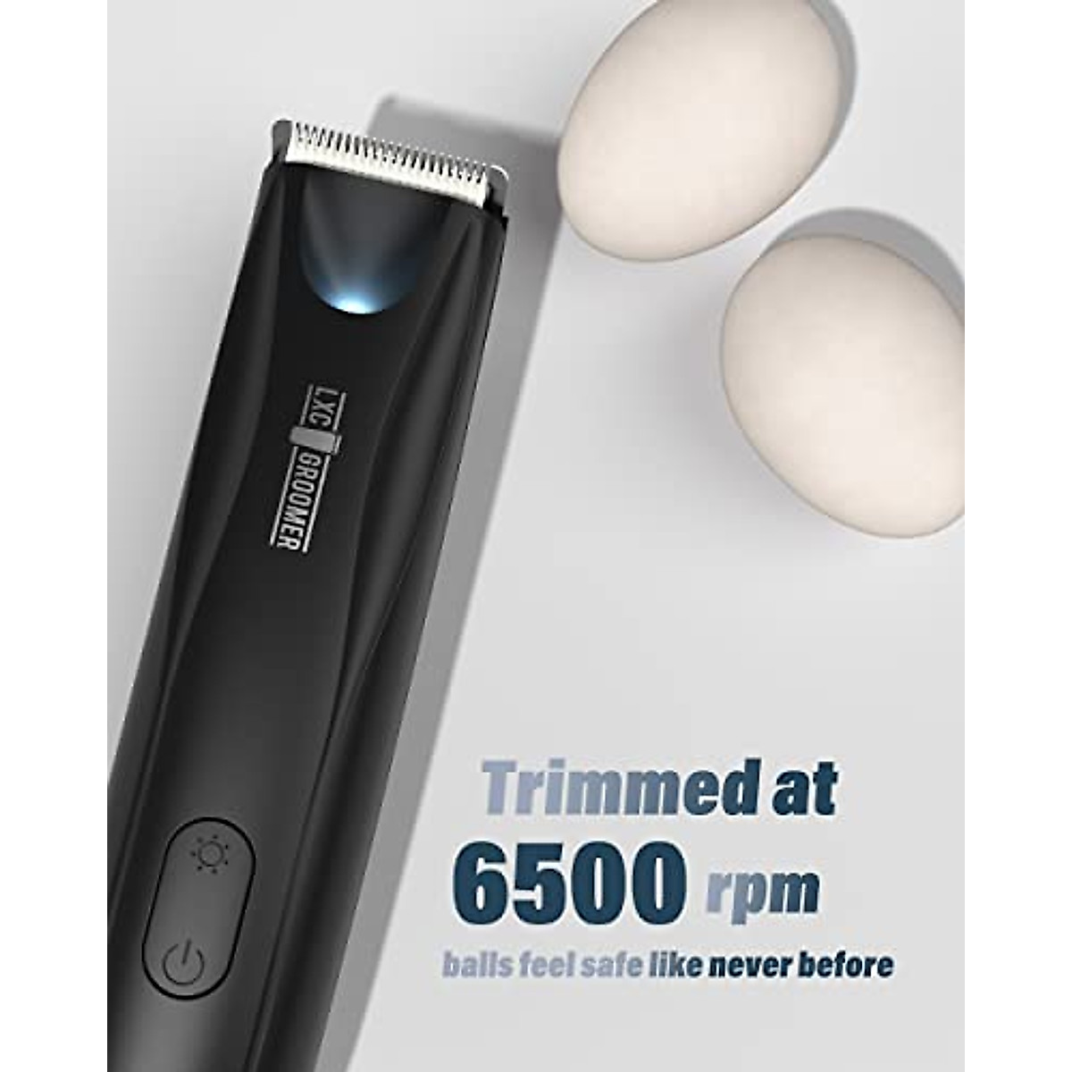 Body Hair Trimmer for Men, Pubic Hair Trimmer Electric with LED Light, Rechargeable Body Groomer Ball Trimmer for Men,Groin Hair Trimmer with 3 Replaceable Blade Heads, Waterproof Wet/Dry Body Shavers