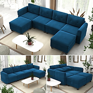 SF002 Sectional, U Shape Sofa, Blue