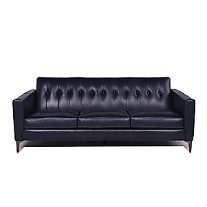 Nice Link Home Furnishings Payton Leather Sofa in Navy