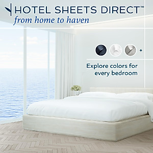 Hotel Sheets Direct 100% Cotton Sheets, Percale Sheets, Certified Made in Green, Cooling Hotel Sheets, Breathable & Crisp Bed Sheets, Deep Pocket 4 Pc Grey Sheets Set (Queen)