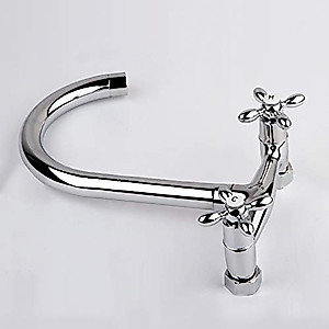 Kitchen Sink Faucet for Bar Farmhouse Commercial, Wall Mounted Kitchen Faucet, Rotate Vegetable Basin Faucet, Hot Cold Water Mixer, Mop Pool Tap Double Holes Sink Faucet