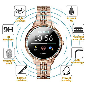 GGOOIG 4-Pack for NEW Fossil Women's Gen 5E 42mm Screen Protector, 2.5D 9H Hardness Tempered Glass Screen Protector for Fossil Women's Gen 5E Smartwatch