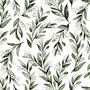 Livebor Green Leaf Wallpaper Peel and Stick Leaf Contact Paper 17.7inch x 118.1inch Green Peel and Stick Wallpaper Modern Farmhouse Wallpaper Neutral Sage Wallpaper Self Adhesive Decorative Paper
