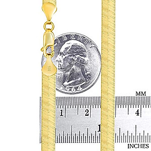 Nuragold 10k Yellow Gold 6mm Solid Herringbone Silky Flat High Polish Chain Necklace, Womens Mens Jewelry 16" 18" 20" 22" 24"