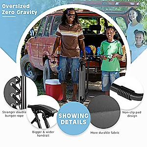 Devoko Zero Gravity Chair Outdoor Folding Lounge Chair Oversized Weight 420 Lbs Capacity Patio Recliner Chair for Poolside, Yard and Camping (Grey)