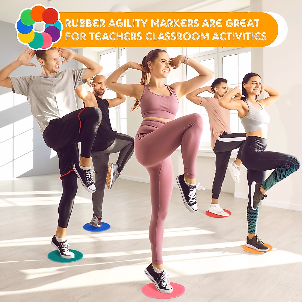 Tinideya 90 Pcs Poly Spot Markers 4.72 Inch Vinyl Poly Dots Non Slip Spot Marker for Gym Floor Marker Poly Spots for Gym Floor Soccer Basketball Speed Agility Training Classroom Org