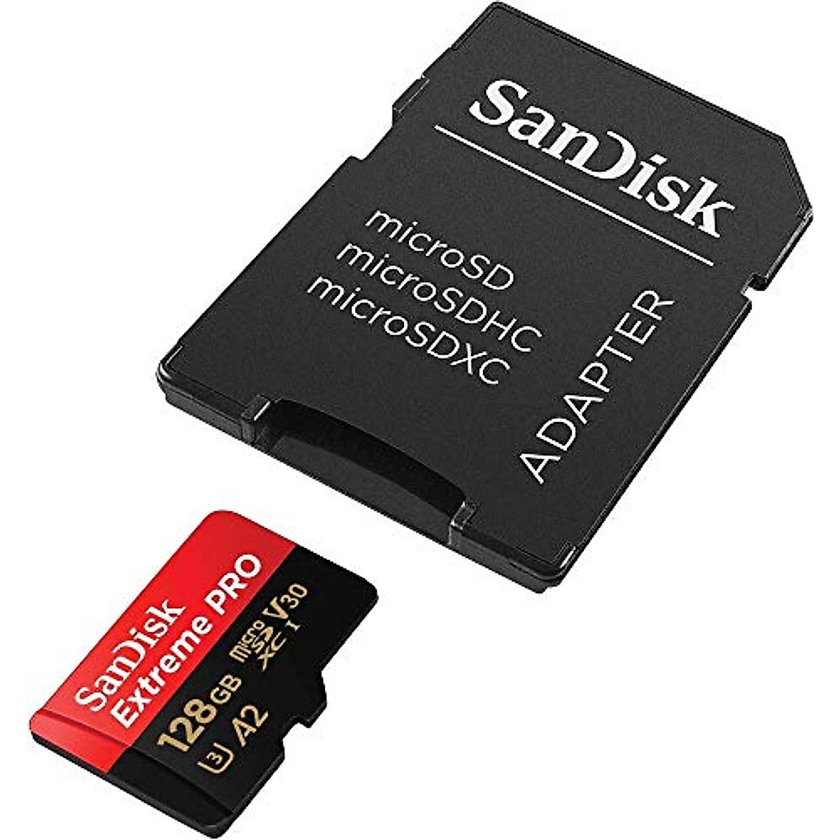SanDisk 128GB Micro SDXC Memory Card Extreme Pro Works with GoPro Hero 8 Black, Max 360 Action Cam U3 V30 4K Class 10 (SDSQXCY-128G-GN6MA) Bundle with 1 Everything But Stromboli MicroSD Card Reader