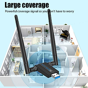 Blueshadow AC1300 USB WiFi Adapter - 2.4G/5G Dual Band Wireless Network Adapter for PC Desktop, MU-MIMO WiFi Dongle, USB 3.0, Supports Windows11/10/8/7/Vista/XP, /Mac OS X 10.5-10.15
