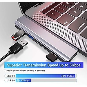 EKSA Triple Display USB C Hub with 2 HDMI 4K, 8-in-1 USB Type C Dual HDMI Adapter Docking Station for MacBook Pro & Air 2019/2018/2017/2016 (8 in 1)