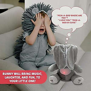 Bundaloo Plush Peek-A-Boo Bunny Animated Singing Play Along Stuffed Animal for Kids - Plays Games and Sings Songs (Peek-A-Boo Bunny)