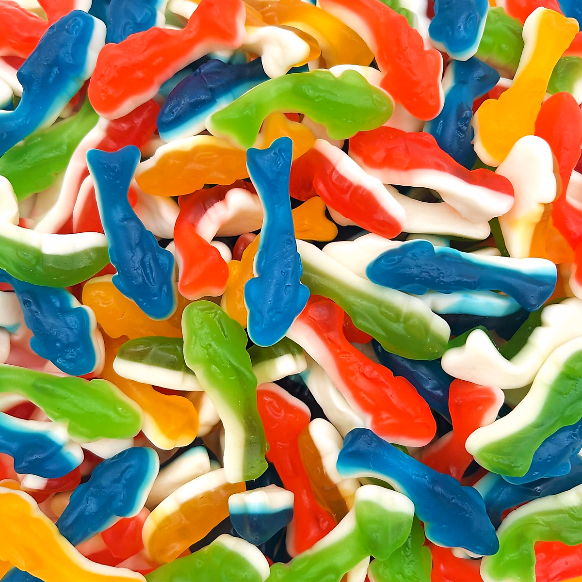 Gummy Sharks Candy | 1-Pound Bag | Assorted Flavors - Blue Raspberry, Lemon, Lime, Cherry