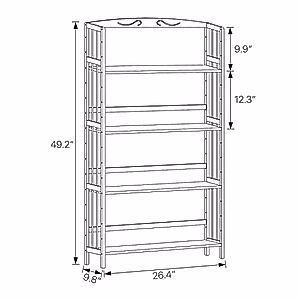 MoNiBloom Bamboo 4-Tier Bookshelf Adjustable Free-Standing Adjustable Storage Shelf Bookcase Plant Flower Stand for Living Room Kitchen Garden, Natural