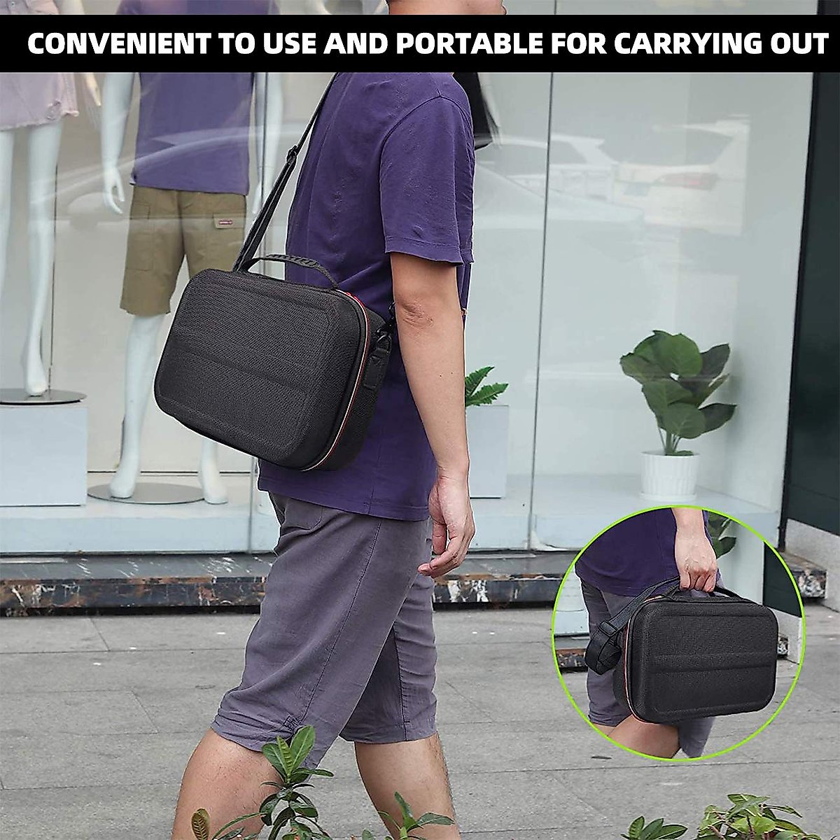 H HOLDPEAK Carrying Case for Nintendo Switch, Nintendo Switch Case with Shoulder Strap, Waterproof Hard Carrying Case Compatible for Switch Console, Game Cards and Rubberized Handle