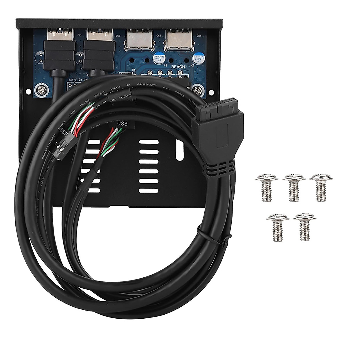 ASHATA USB Front Panel,3.5-inch 19PIN/9 Pin High Speed USB3.0+USB2.0 4-Port Floppy Drive Front Panel,USB 3.0 Front Panel 3.5 Plug and Play,Easy to Install