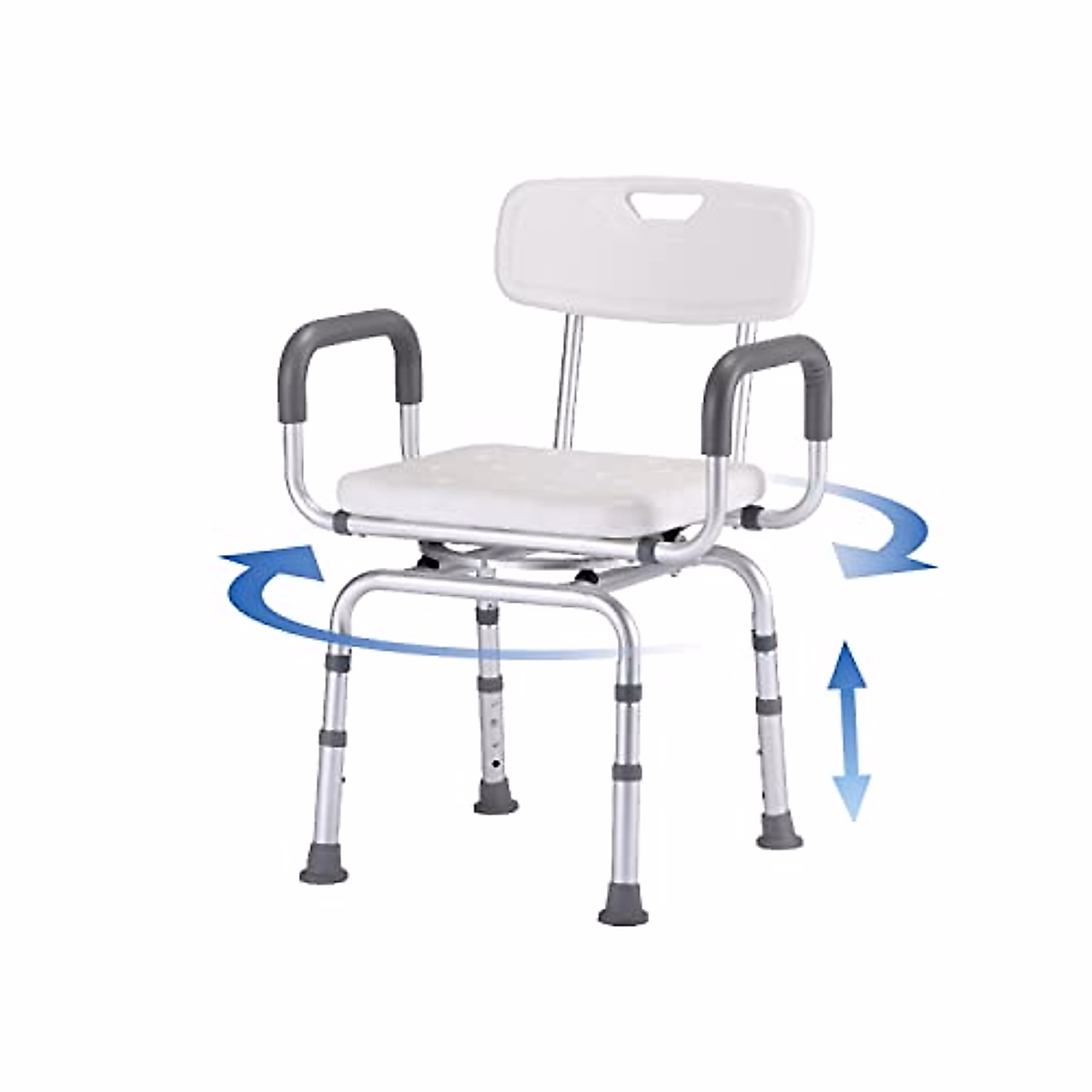 IdeaEuropa Premium Bathroom Swivel Shower Chair Pivoting Bath Bench with Back - Heavy Duty 360 Degree Swivel Seat