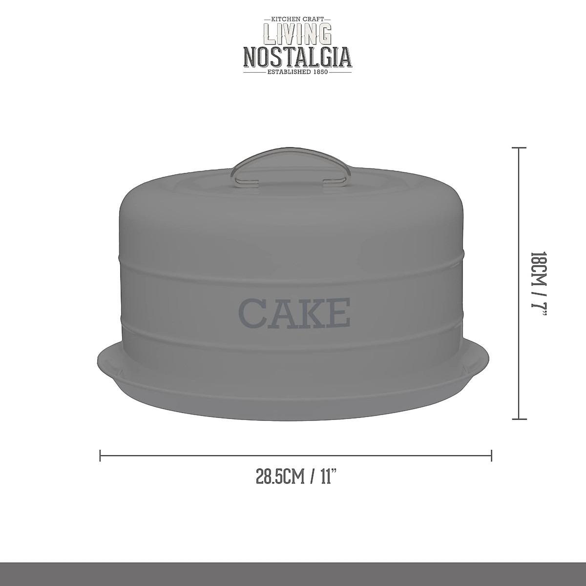 Kitchen Craft Living Nostalgia Airtight Cake Storage Tin/Cake Dome, 28.5 x 18 cm, English Sage Green