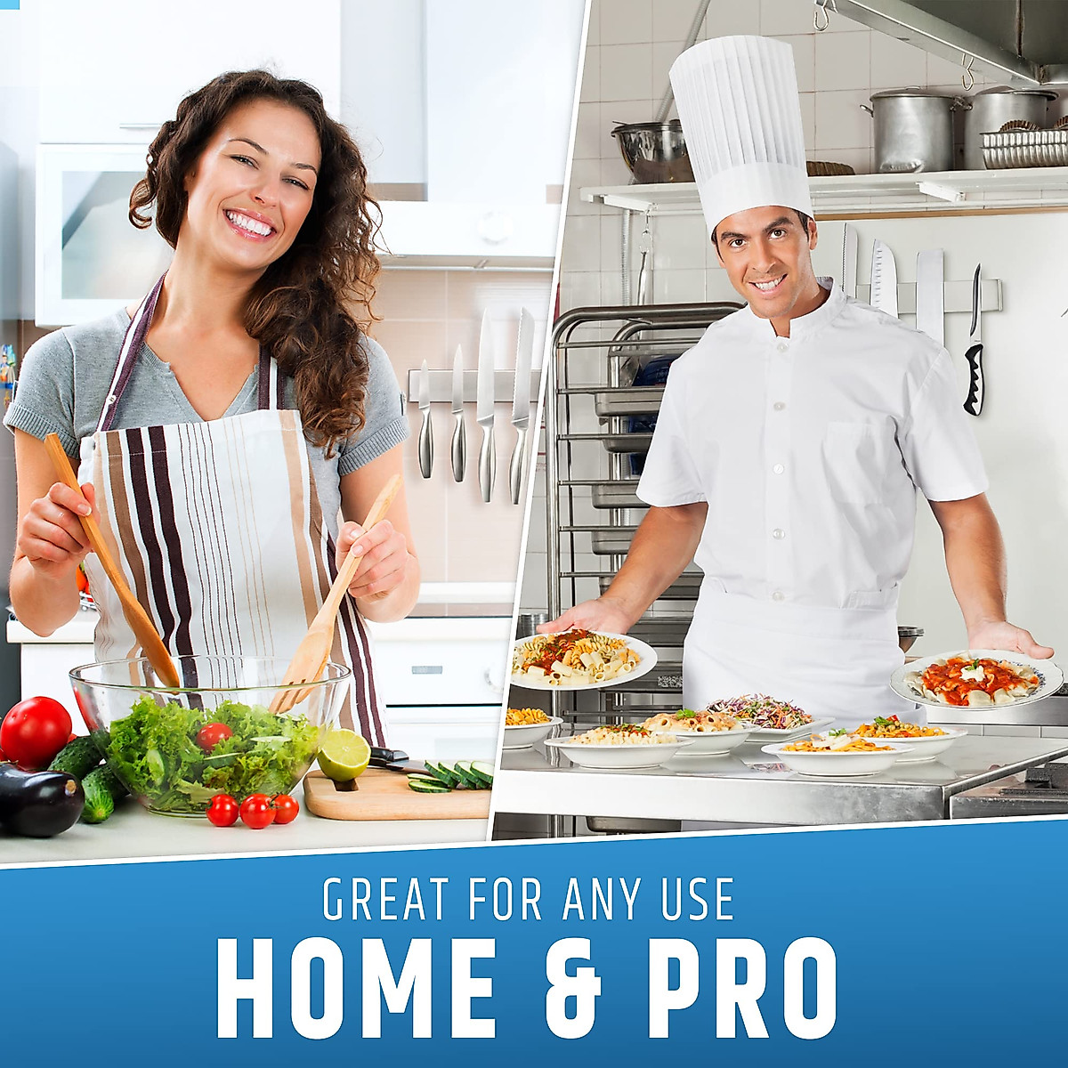 Strong Adhesive (No Drill) Magnetic Knife Holder for Wall - Professional 10 Inch Knife Strip - No Screws Needed - Adhesive Backing - Stainless Steel Knife Bar (Upgraded Version – Will Not Fall)