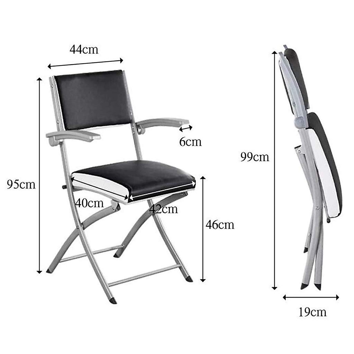 VejiA Metal Folding Chair, Office Chair Metal PU Soft Bag Seat Conference Dining Chair Home