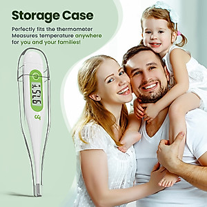 Thermometer for Adults, Oral Thermometer for Fever, Medical Thermometer with Fever Alert, Memory Recall, C/F Switchable, Rectum Armpit Reading Thermometer for Baby Kids and Adults