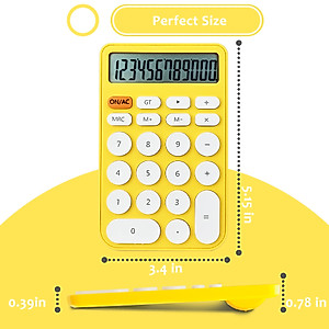 Standard Calculator 12 Digit,Desktop Large Display and Buttons,Calculator with Large LCD Display for Office,School, Home & Business Use,Automatic Sleep,with Battery,with Battery (Yellow and White)