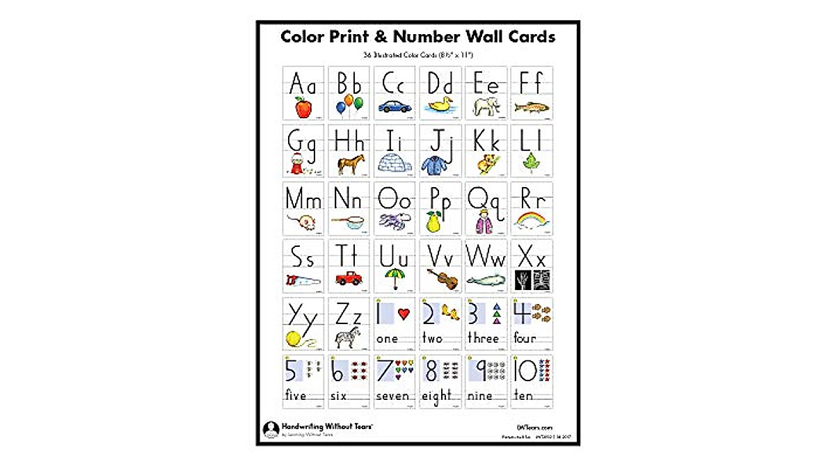 Colorful Print & Number Wall Cards for K-2 Learning