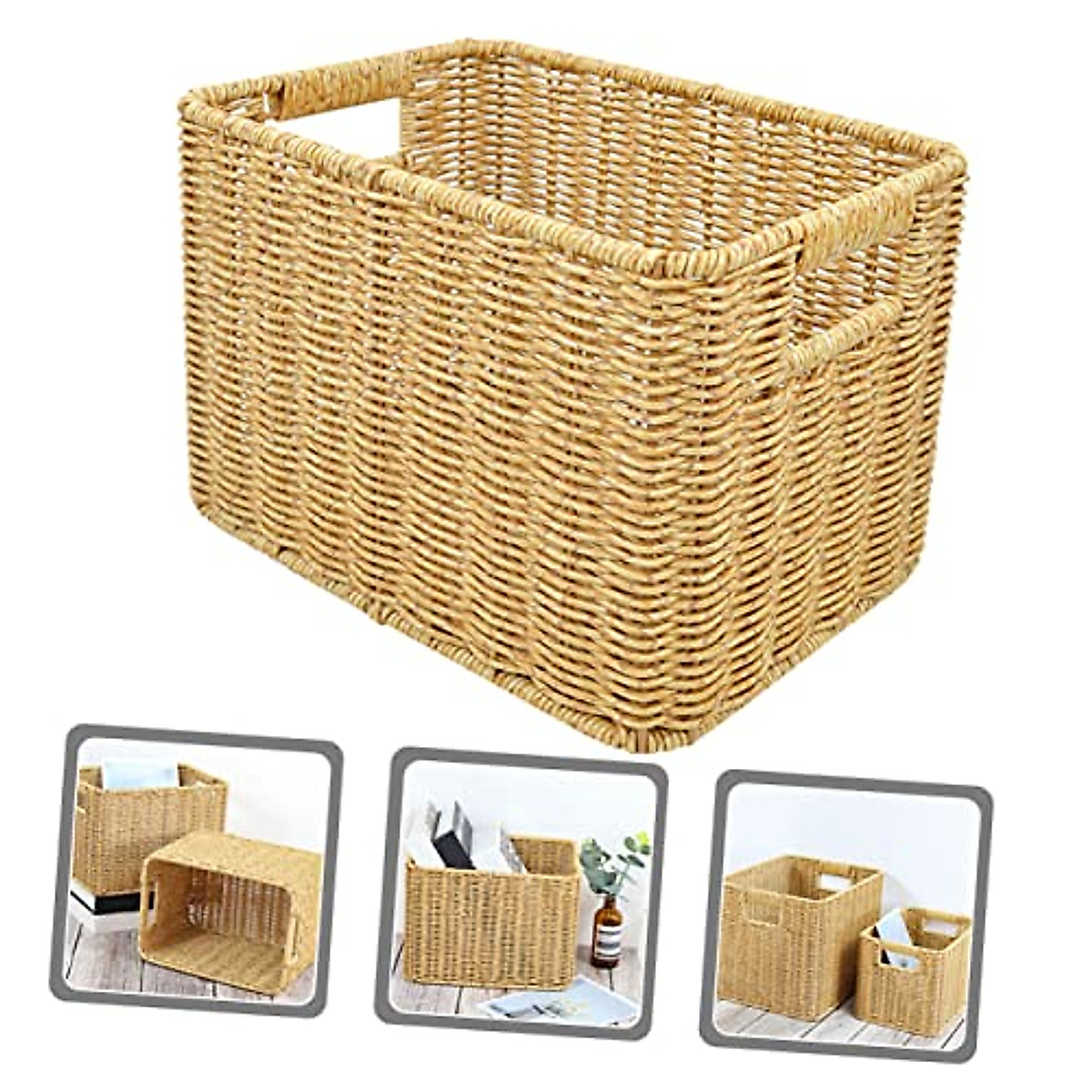 SOESFOUFU Fruit Baskets for Storage Basket for Table Woven Basket for Blankets Home Organizer Khaki Pp