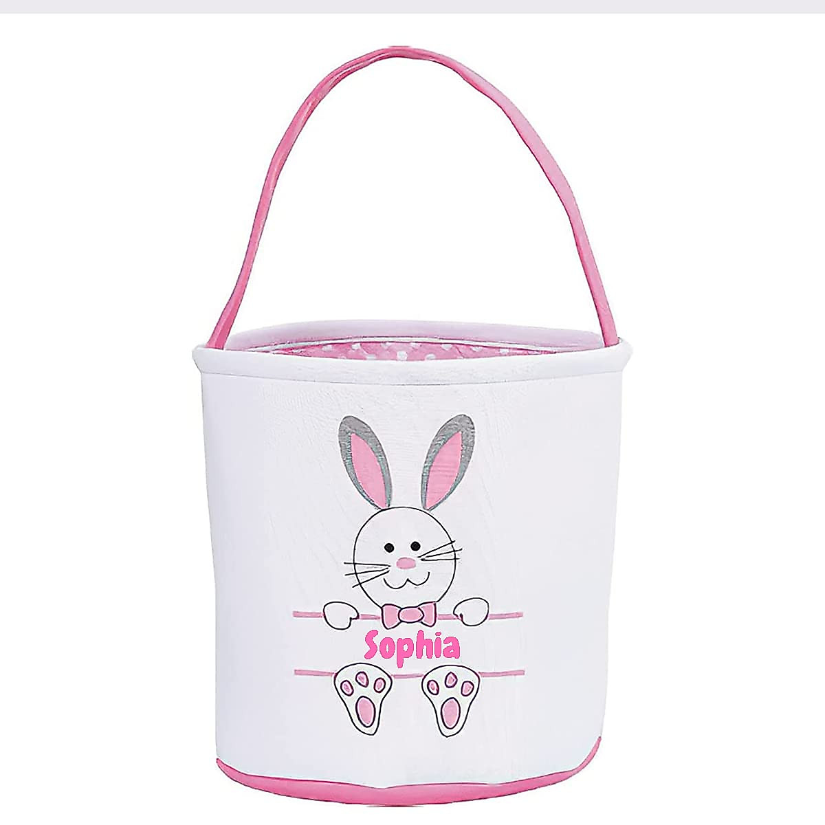 Molikyla Personalized Easter Basket Custom with Name for Boys Girls Kids Customized Easter Gifts Canvas Cotton Buckets, Blue, one size