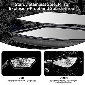 ROCKBROS 2023 Newest Bike Mirrors Handlebar Mount Rearview Mirror HD Blast-Resistant All-round Angle Adjustable Retractable Bicycle Mirror for E-bike （21-26mm Handlebar）