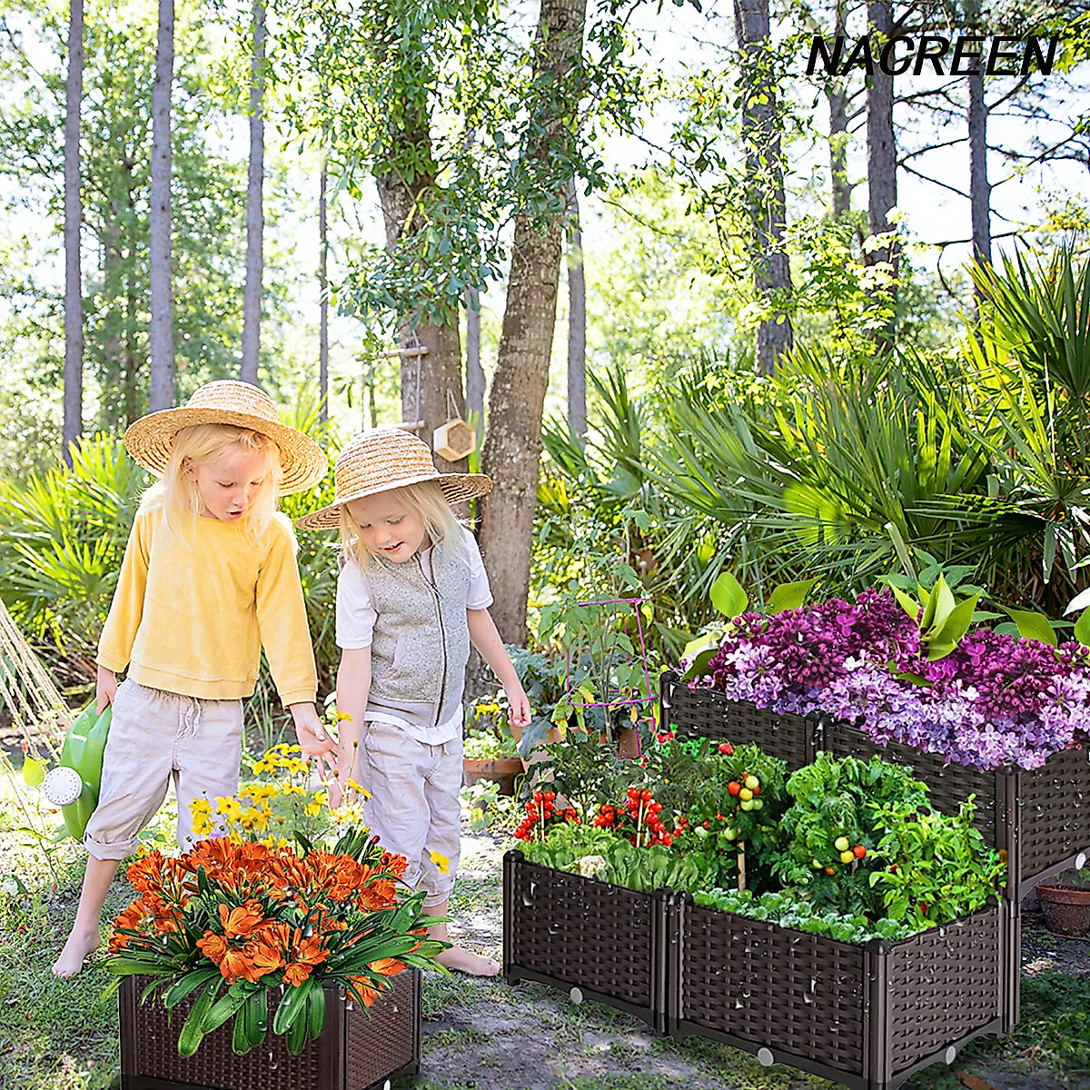 NACREEN Large Planters for Outdoor Plants Raised Garden Bed Boxes, Raised Plant Pots Perfect for Garden Patio Balcony Deck to Planting Flowers Vegetables Tomato and Herbs