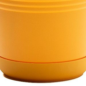 Bloem Saturn Round Planter with Saucer Tray: 14" - Earthy Yellow - Durable Plastic Pot, Matte Finish, Removable Saucer, for Indoor & Outdoor Use, Gardening, 5 Gallon Capacity