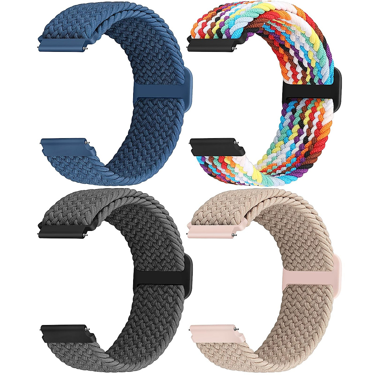 22mm Braided Solo Loop Band Quick Release Compatible with Samsung Galaxy Watch 3 45mm/Galaxy Watch 46mm/Gear S3 Frontier/Classic/Garmin Venu 3/Venu 2/Vivoactive 4/Fossil Gen 6 44mm Bands Women Men