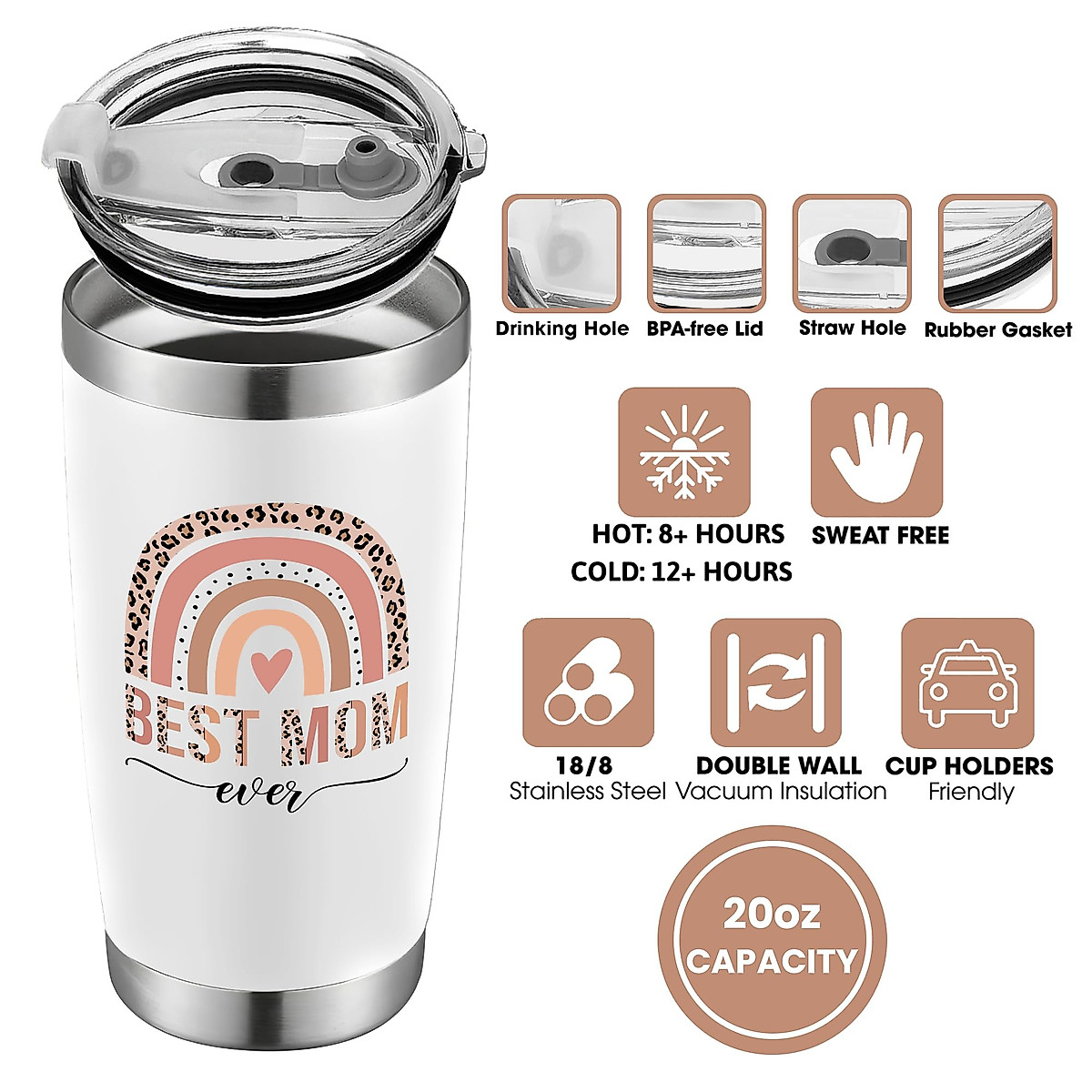 Gifts for Mom from Daughter Son - Mom Birthday Gifts, Birthday Gifts for Mom - Christmas Gifts, Christmas Gifts for Mom Wife - Mom Gifts, Mother Gifts, New Mom Gifts for Women - 20 Oz Tumbler