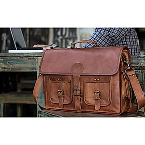 Laptop Bags for men, 18 Inch Leather messenger bags for men, satchel, leather shoulder bag for men, leather college bag, Brown