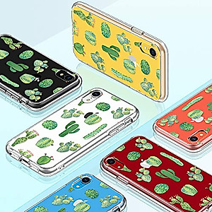 GiiKa iPhone XR Case with Screen Protector, Clear Heavy Duty Protective Case Floral Girls Women Shockproof Hard PC Back Case with Slim TPU Bumper Cover Phone Case for iPhone XR, Green Cactus