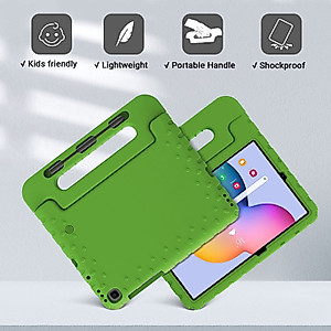 Viahoo Kids Case for Samsung Galaxy Tab S6 Lite 10.4" Tablet 2024 2022 2020 Model SM-P610/P615/P613/P619 Kid-Proof and Shockproof Tablet Case Flexible Durable Cover with S Pen Slot, Green