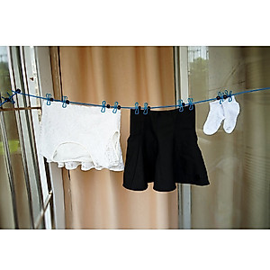 Travel Clothesline, Portable Retractable Clothesline with 12pcs Clothespins for Indoor Laundry Drying, Outdoor Camping Accessories by HAWATOUR, Blue, 2 Count