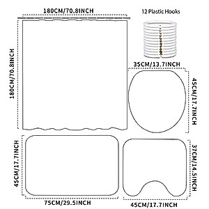 4 Piece Anime Shower Curtain Sets with Non-Slip Rug,Toilet Lid Cover and Absorbent Carpet Bath Mat,Durable Waterproof Fabric Shower Curtain with 12 Hooks for Bathroom 70.8" 70.8" (A4, Small)