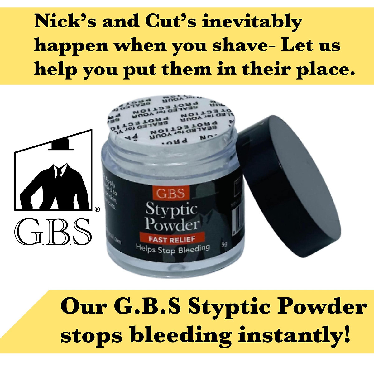 G.B.S Sharp Blades and Styptic Powder Jar, Stops Bleeding from Shaving Nicks and Cuts Soothes Skin and Pore After Shave, Pack of 36
