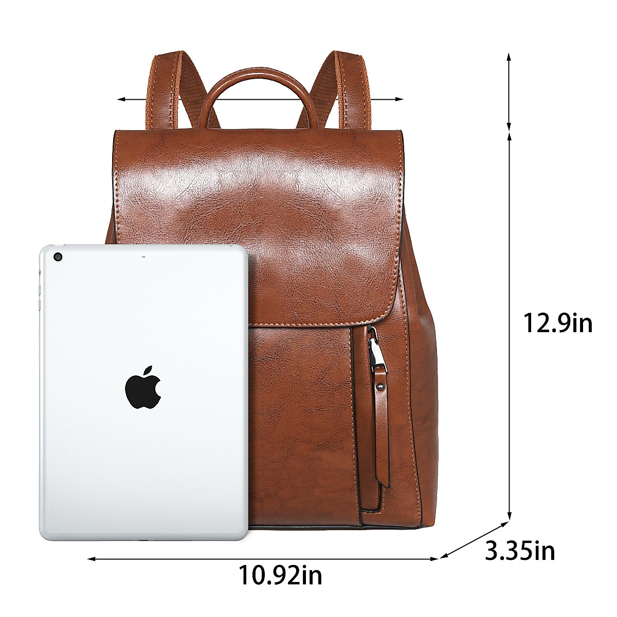 Iswee Vintage Waxy Leather Ladies Backpack Purses for Women Backpack Style Anti-theft Casual Daypack Shoulder Bag Fashion Bag (Brown)