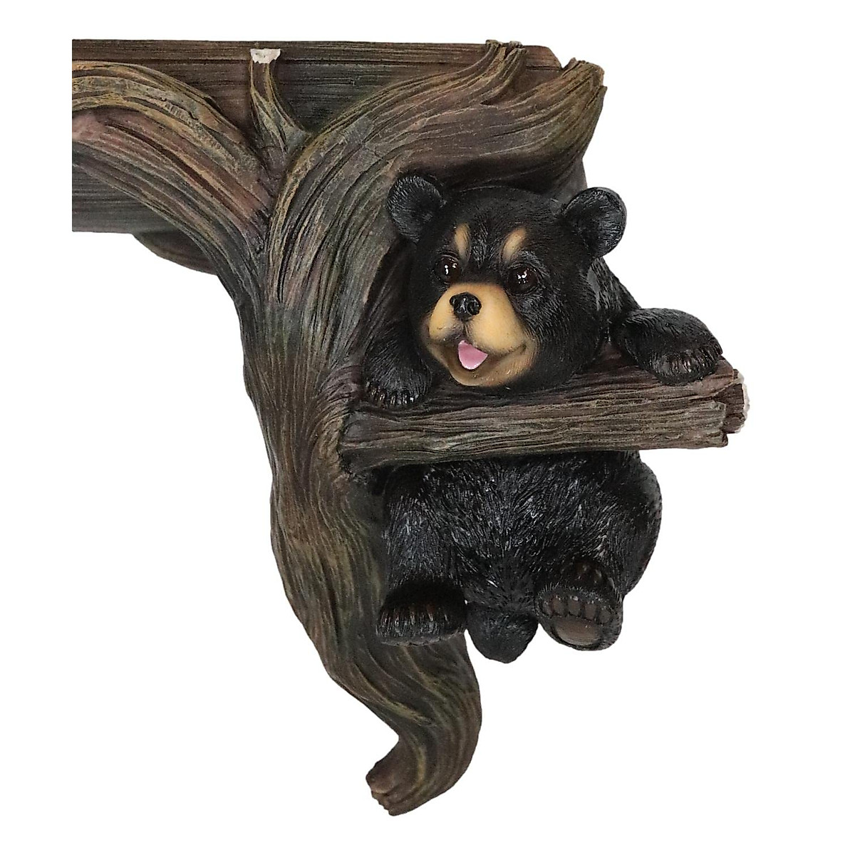 Ebros Whimsical Climbing Black Bears by Tree Branches with Heart Shaped Center Arch Wall Hanging Floating Shelf 13.5" Wide Rustic Bear Family Decorative Cabin Lodge Country Mountain Western Homes