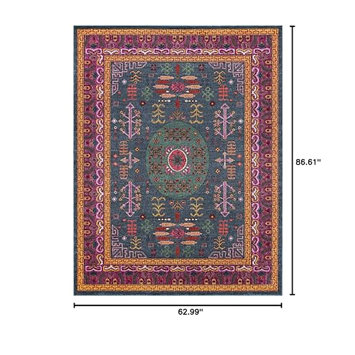 Hauteloom Cleveland Bohemian Southwestern Colorful Area Rug - Traditional Tribal Aztec Carpet for Living Room, Bedroom, Dining Room - Pink, Magenta, Green, Orange, Purple - 5'3" x 7'3" (5x7)