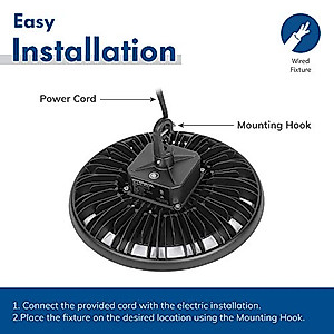 Hyperikon UFO LED High Bay Light 150W (600 Watt Replacement), Shop and Warehouse Area Lighting, DLC, 2 Pack