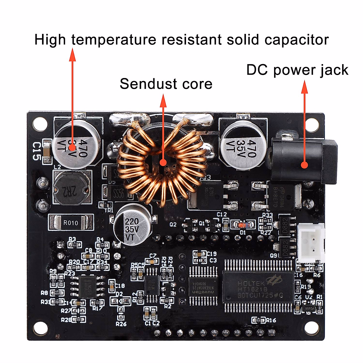 DROK Boost Buck Converter, DC 5.5-30V to 0.5-30V 5V 12V 24V Output Adjustable Power Supply Regulator Module, 4A 35W High Power Voltage Step Up Down Converter Board with Case LCD Display