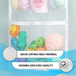 Handy Laundry Hanging Shower Organizer (2-Pack) - 9-Pocket - Mesh Caddy with Deep Storage Pockets for Organizing Bathroom Toiletries and Kids Bath Toys - Hang on Existing Shower Curtain Rings