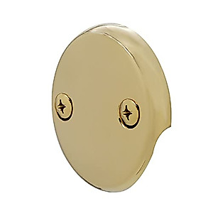 Westbrass Universal Fine or Coarse Thread Replacement Tip-Toe Strainer Drain with 2-Hole Faceplate, Polished Brass, D93K-01