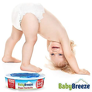 BabyBreeze Diaper Pail Refill Bags Compatible with Playtex Diaper Genie Pails Odor Absorbing Diaper Disposal Trash Bags - 2240 Count (8-Pack)