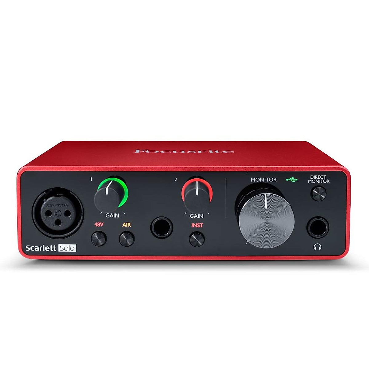 Focusrite Scarlett Solo 3rd Gen USB Audio Interface Bundle with Closed-Back Studio Monitor Headphones and 25-Feet XLR Cable (3 Items)