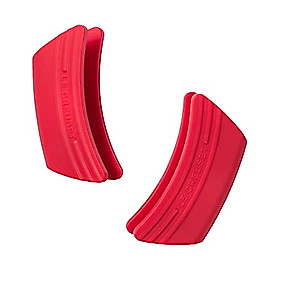 Le Creuset Silicone Set of 2 Handle Grips, 5" x 2 1/2" each, Cerise