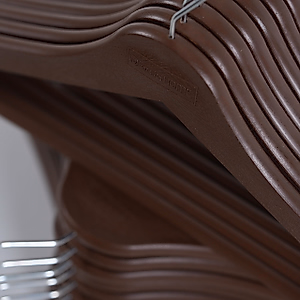 D'orcia Home Clothes Hanger - Heavy Duty Durable Coat and Clothes Hangers - 20 Pack Clothes Hangers Plastic - Non-Slip Clothes Hangers - Wood Look Space Saving Hangers - 360 Degree Swivel Hook (Brown)